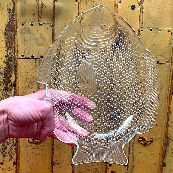 Vintage | Dining | Vintage Glass Fish Dish Glass Serving Platter Fish ...